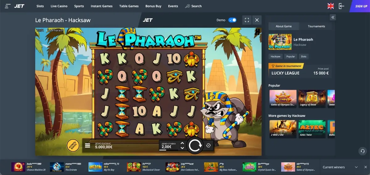 Le Pharaoh slot by Hacksaw: play online free and for real money